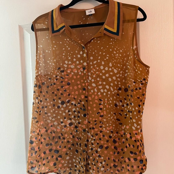 CAbi | Tops | Cabi Womens Tan And Black Sheer Blouse | Poshmark